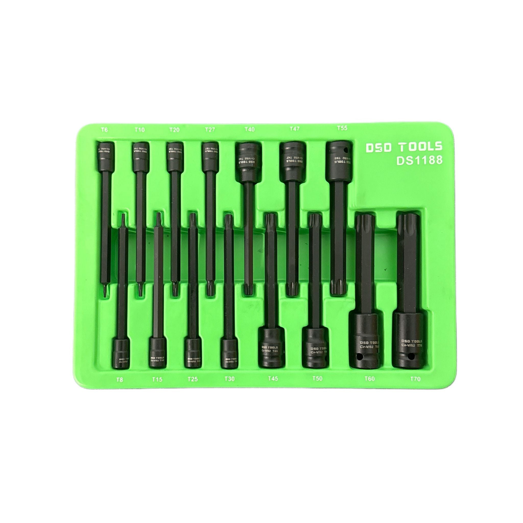 15pc Extra Long Impact Star Bit Socket Set T6 - T70 DS1188 – Tool Kingdom